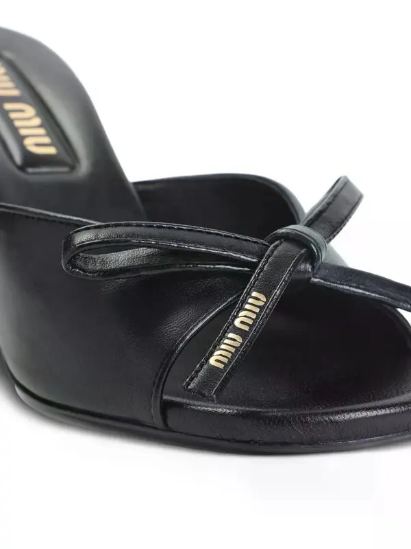 Miu Miu Leather Heeled Sandals - Black