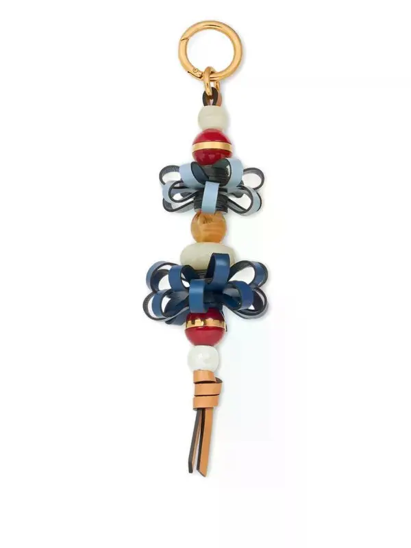 Etro Flowers-motif Marbles Leather Bag Charm - Blue