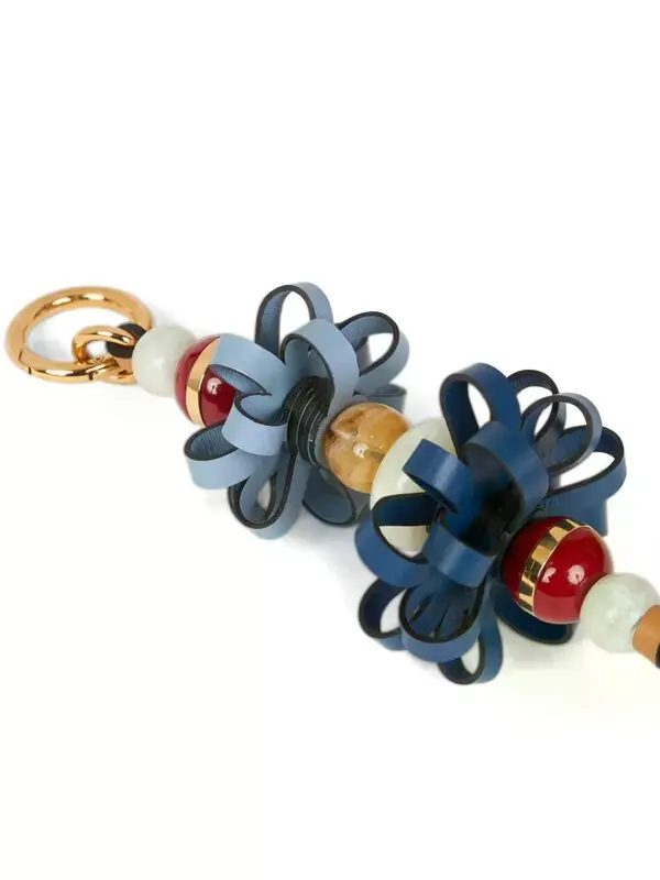 Etro Flowers-motif Marbles Leather Bag Charm - Blue
