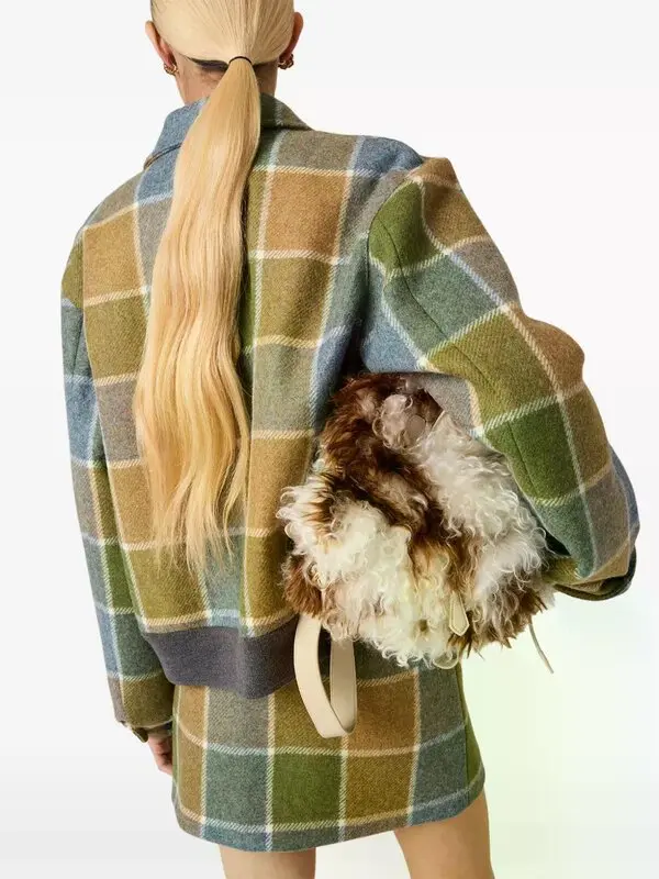 Miu Miu Checked Wool Bomber Jacket - Brown