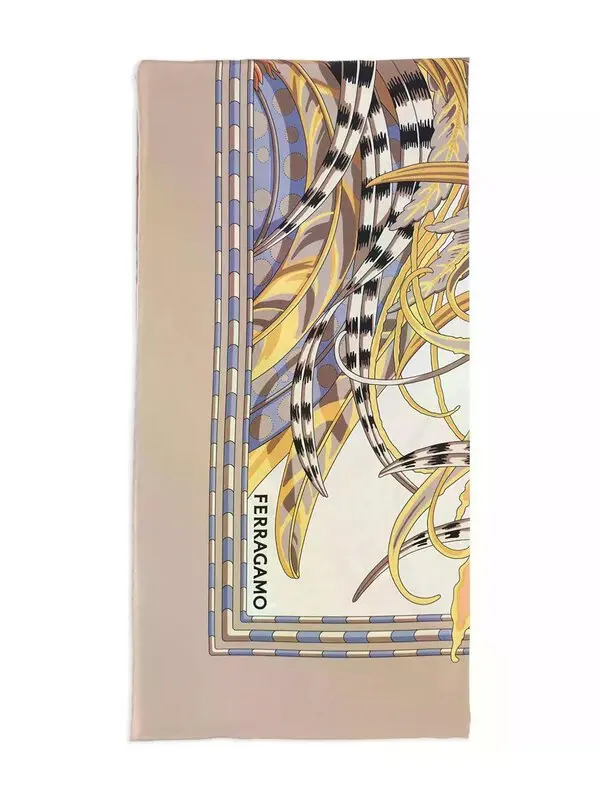 FERRAGAMO Rooster-printed Square Scarf - Neutrals
