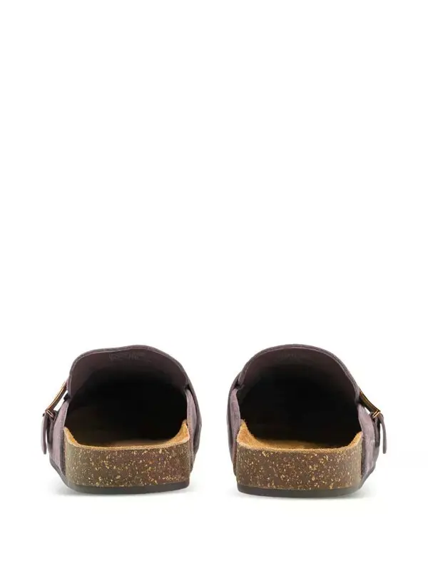 Tory Burch Metal-logo Suede Mules