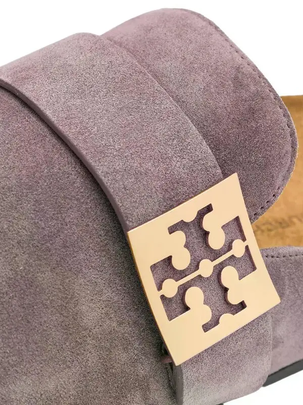 Tory Burch Metal-logo Suede Mules