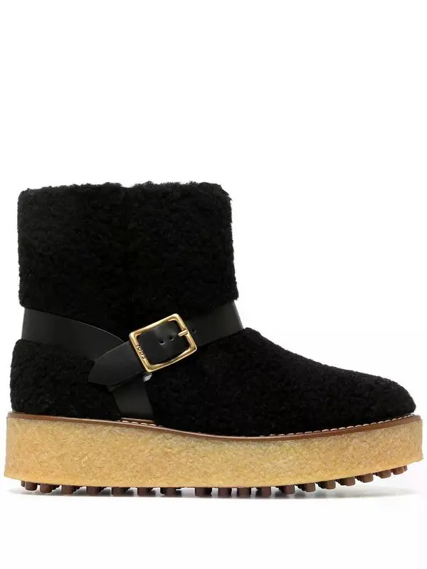 TOD'S Platform Shearling Ankle Boots