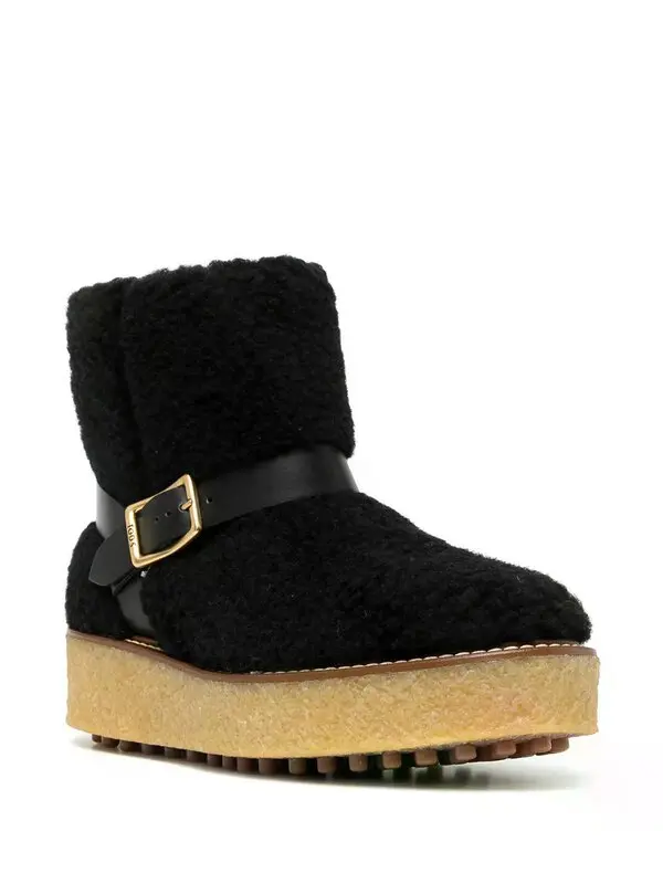 TOD'S Platform Shearling Ankle Boots
