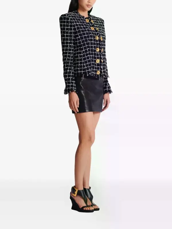 Balmain Frayed Tweed Jacket - Black