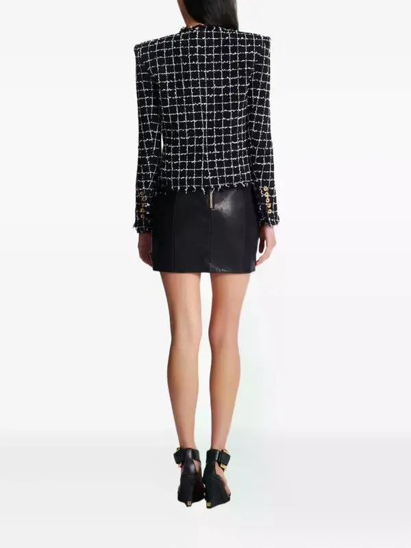 Balmain Frayed Tweed Jacket - Black