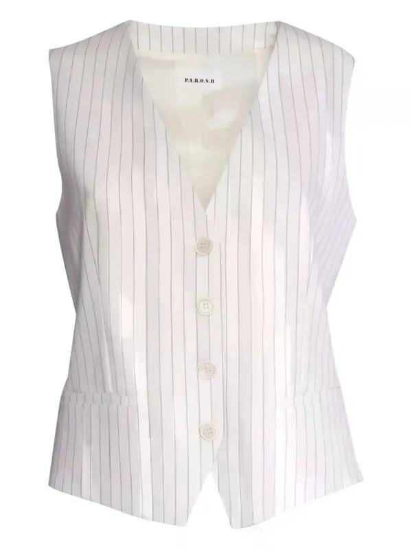 P.a.r.o.s.h Pinstripe Buttoned Waistcoat - White