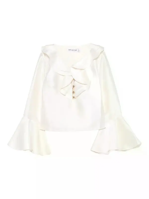 SELF-PORTRAIT Taffeta Ruffled Blouse