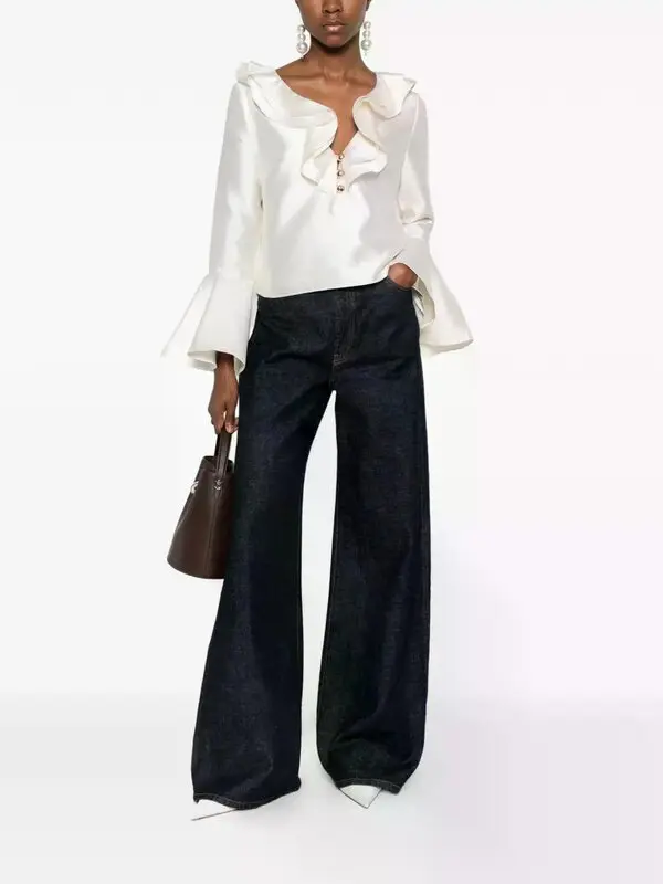 SELF-PORTRAIT Taffeta Ruffled Blouse