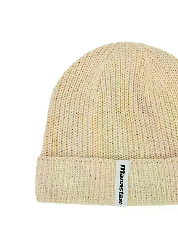 MANASTASH Ribbed Logo Beanie - Neutrals