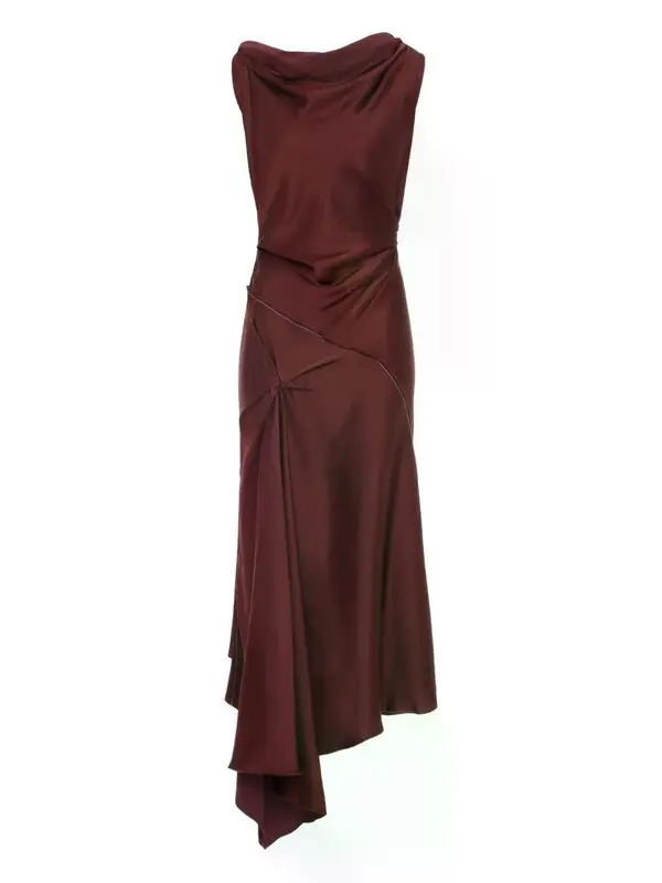 Victoria Beckham Posy Asymmetrical Drape Midi Dress