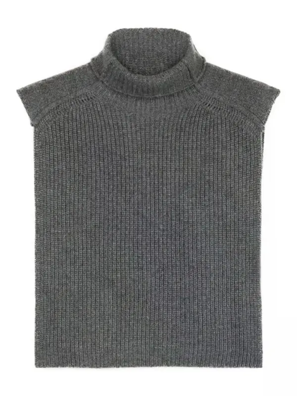 Ports 1961 Ribbed Turtleneck Sleeveless Top - Grey