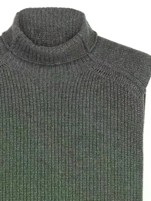 Ports 1961 Ribbed Turtleneck Sleeveless Top - Grey