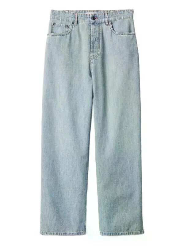 Miu Miu Chambray Embroidered-logo Jeans - Blue