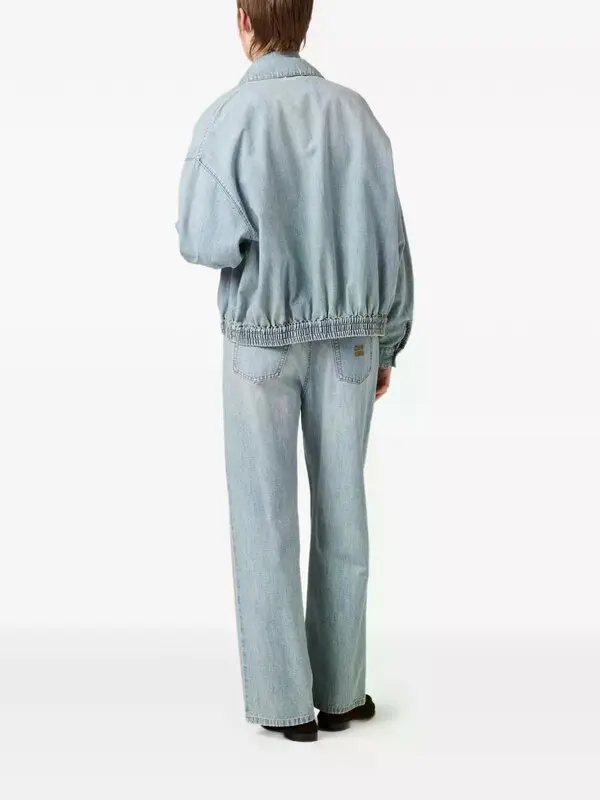 Miu Miu Chambray Embroidered-logo Jeans - Blue