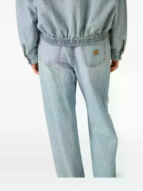 Miu Miu Chambray Embroidered-logo Jeans - Blue