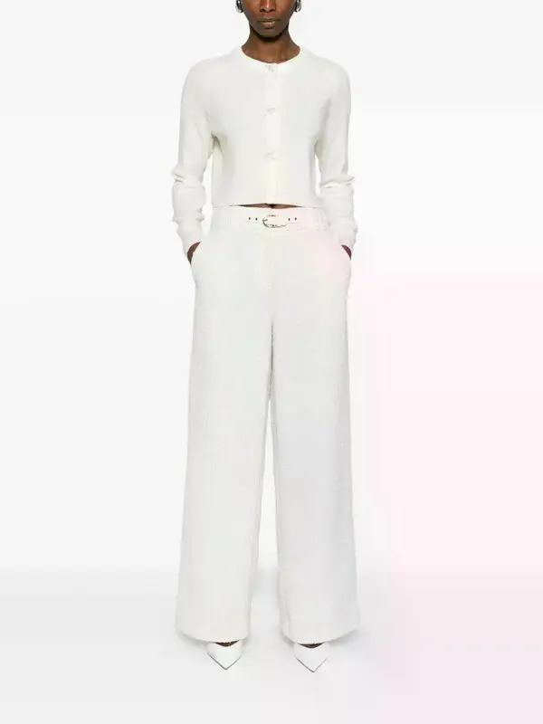 Maje Belted Textured Flare Trousers