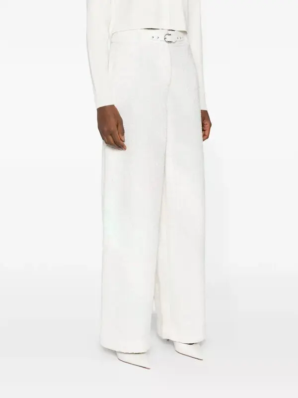 Maje Belted Textured Flare Trousers