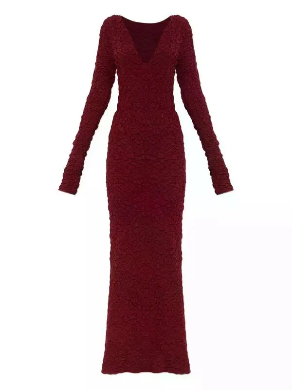 BY MALENE BIRGER Venus Long Sleeve Textured Dress - Red