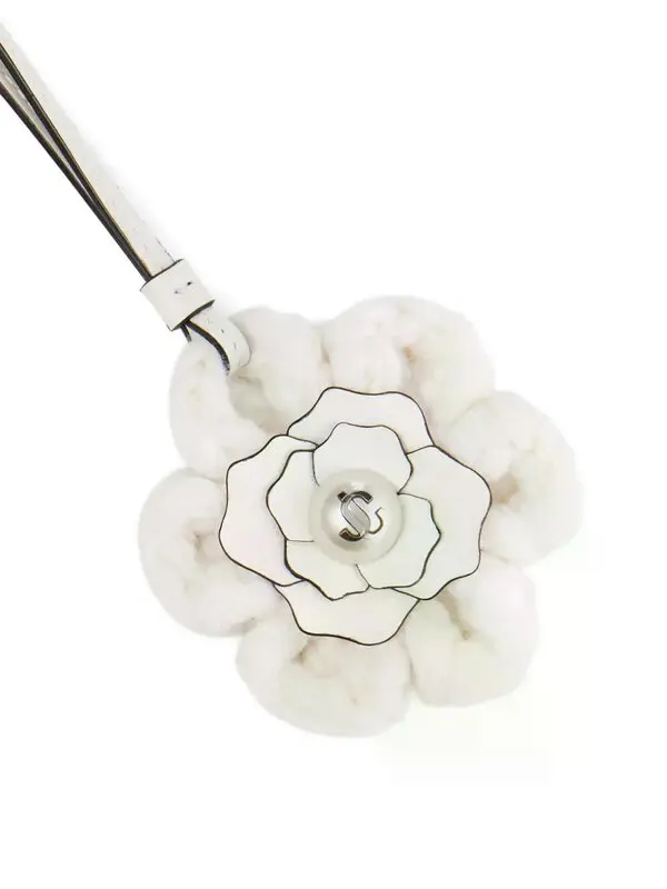 JIMMY CHOO Knitted Flower Charm - White