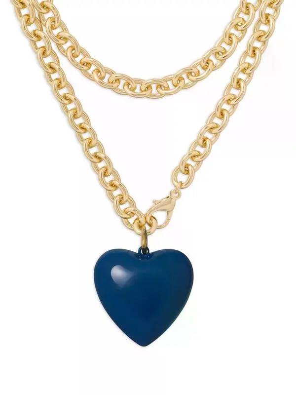 ROXANNE ASSOULIN Tone And Navy Blue Chain Heart Pendant Necklace