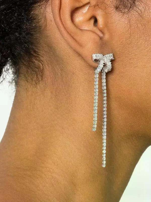 Maje Rhinestone Bow Drop Earrings