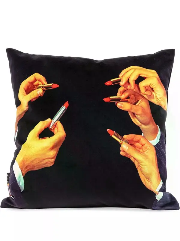 SELETTI Lipstick Print Padded Cushion
