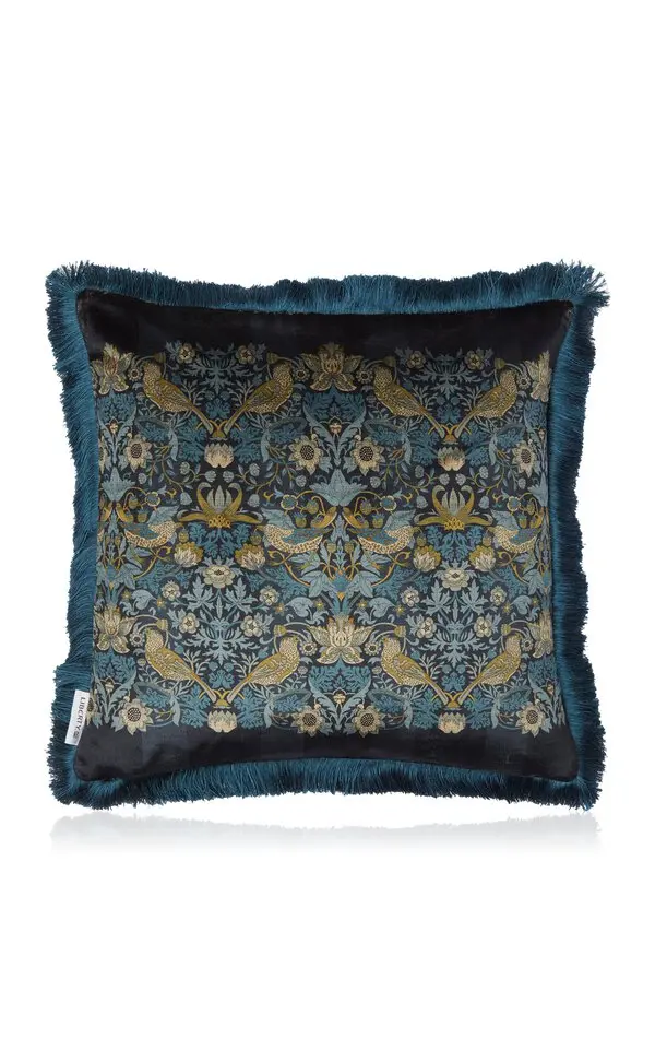 Liberty Strawberry Thief Velvet Cushion - Blue