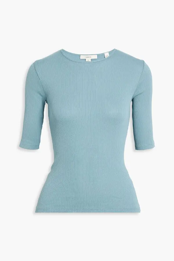 Vince Ribbed Pima Cotton-jersey Top