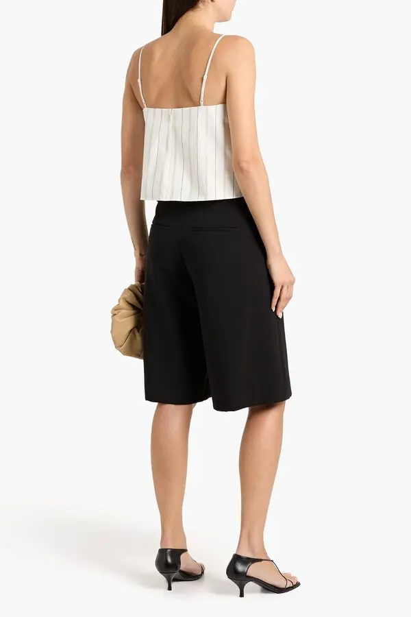 Vince Cropped Striped Top - White