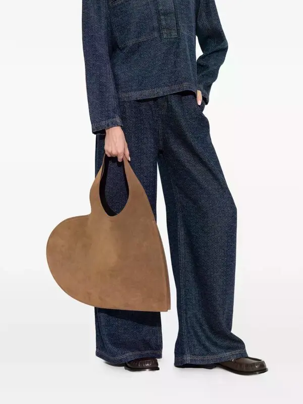 Coperni Large Double Heart Leather Tote Bag - Brown