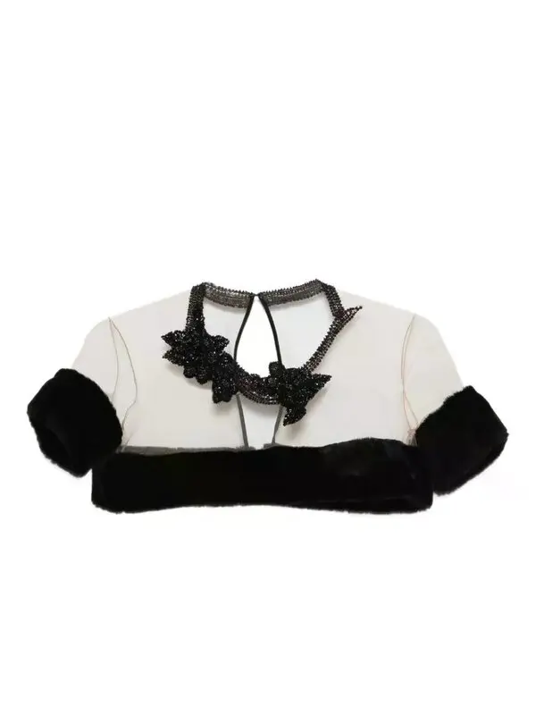 GEMY MAALOUF Beaded-embellishment Crop Jacket - Black