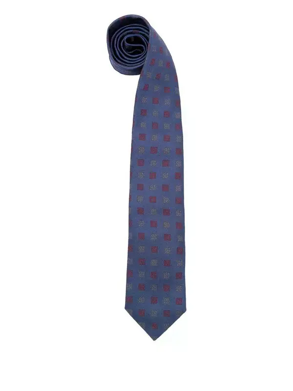 Brunello Cucinelli Square-pattern Neck Tie - Blue