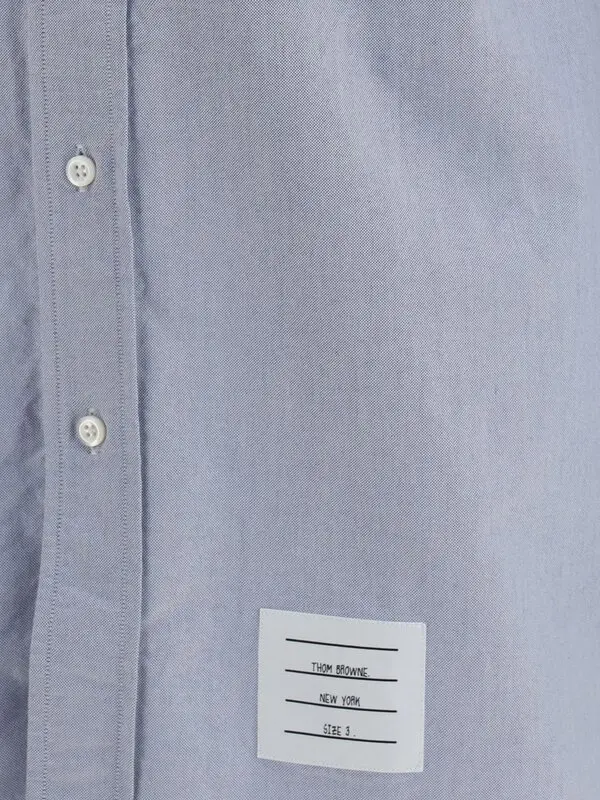 Thom Browne Button-down Cotton Shirt With Patch Pocket - Gnawed Blue