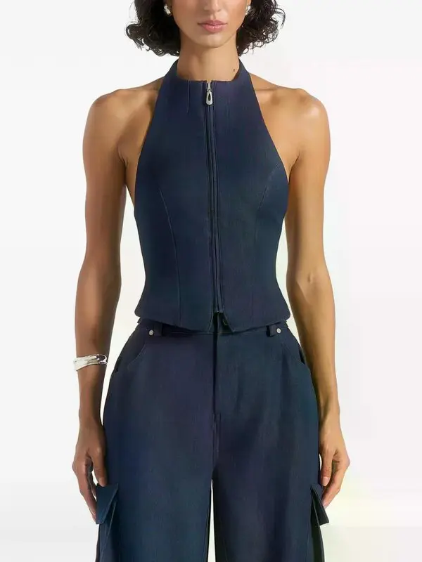 Manière De Voir Claudette Halterneck Backless Top - Blue