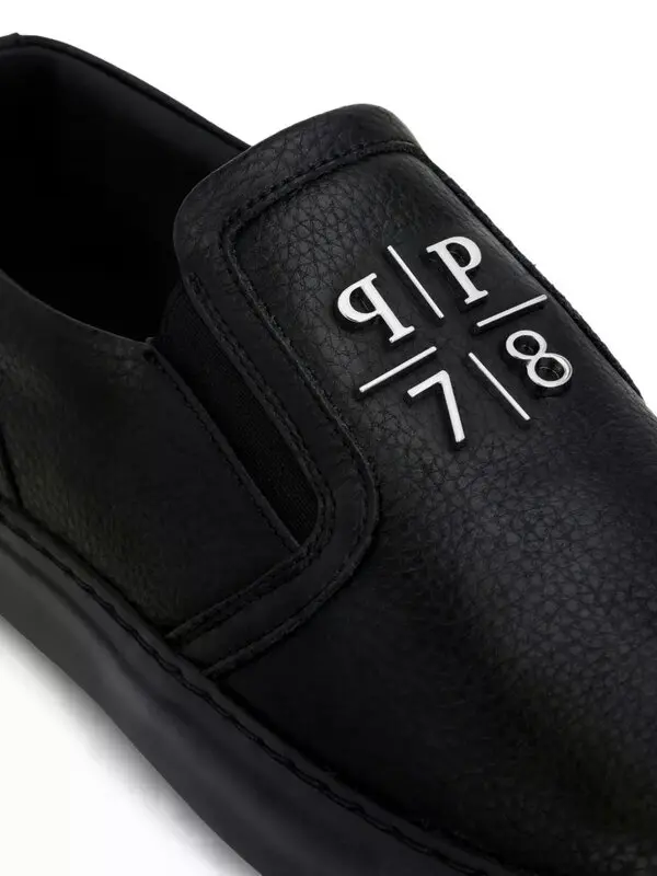 Philipp Plein Slip-on Leather Sneakers With Logo Plaque