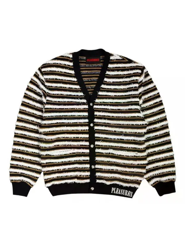 PLEASURES Striped Ribbed Knit Cardigan