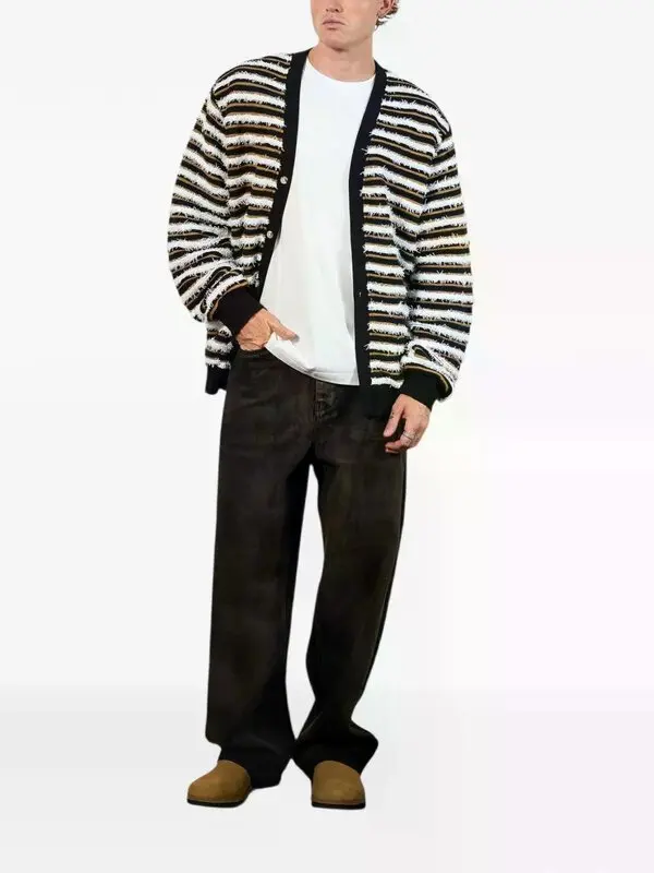 PLEASURES Striped Ribbed Knit Cardigan