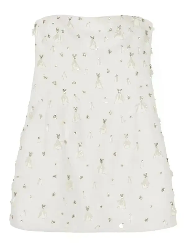 Simkhai Yasmin Embellished Strapless Mini Dress - White