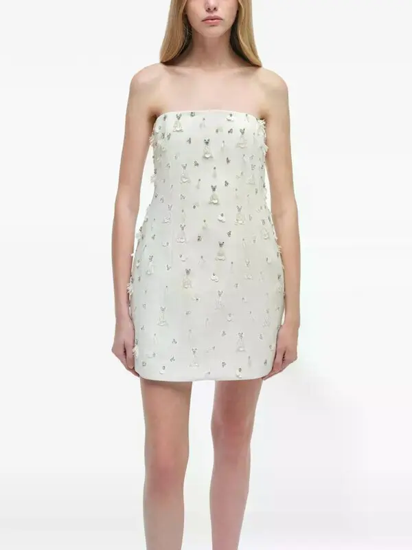 Simkhai Yasmin Embellished Strapless Mini Dress - White