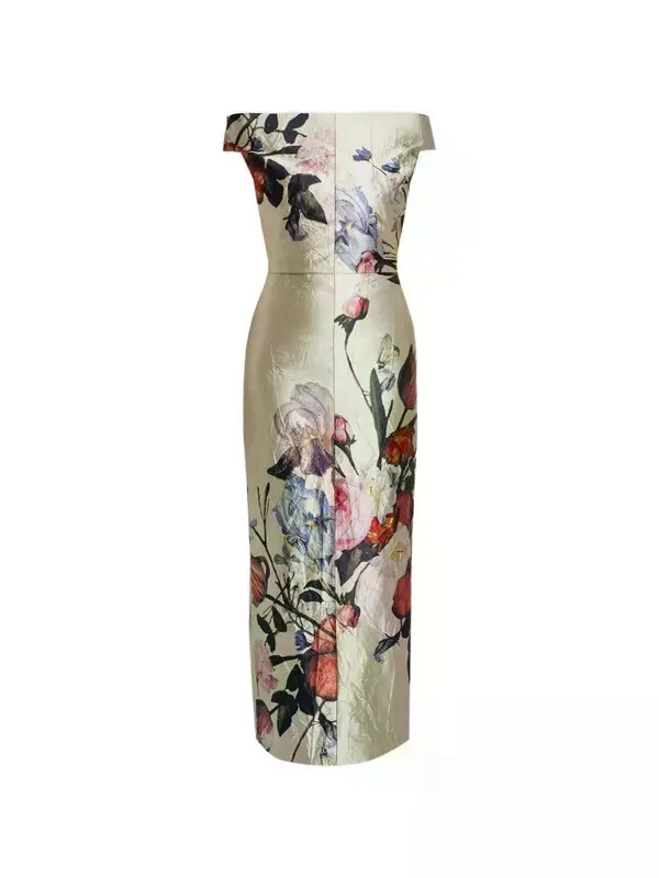 Erdem Floral-print Satin Maxi Dress - Neutrals
