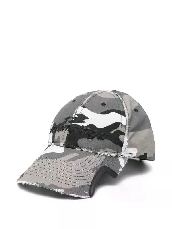 Balenciaga Camouflage Print Baseball Cap - Grey