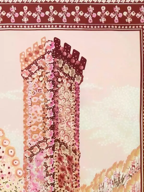 FERRAGAMO Palzzo Spini Feroni Print Silk Scarf - Pink