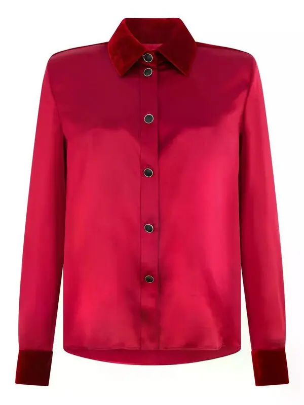 Roberto Cavalli Velvet-insert Silk Shirt