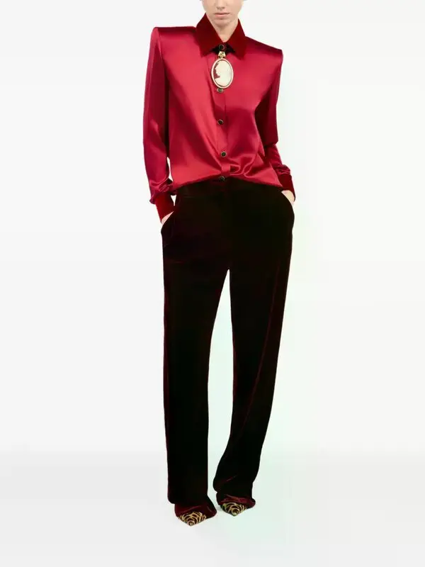 Roberto Cavalli Velvet-insert Silk Shirt