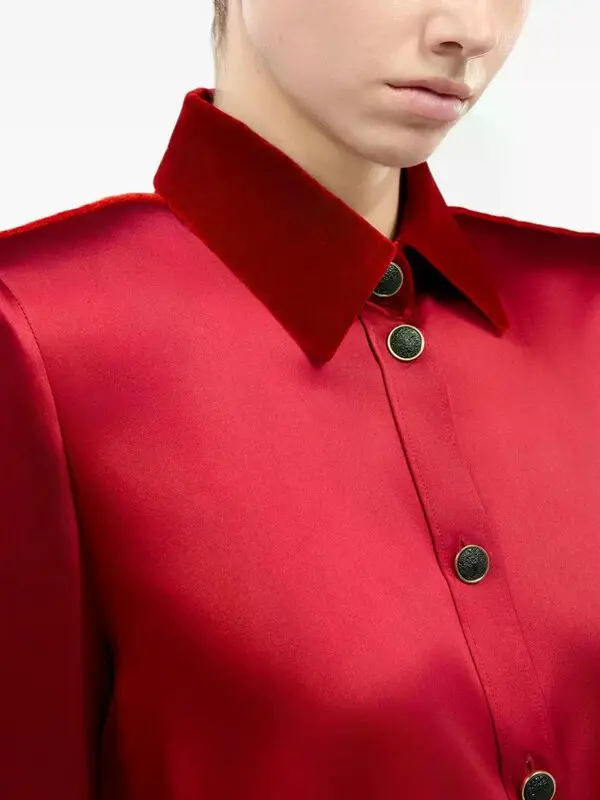 Roberto Cavalli Velvet-insert Silk Shirt