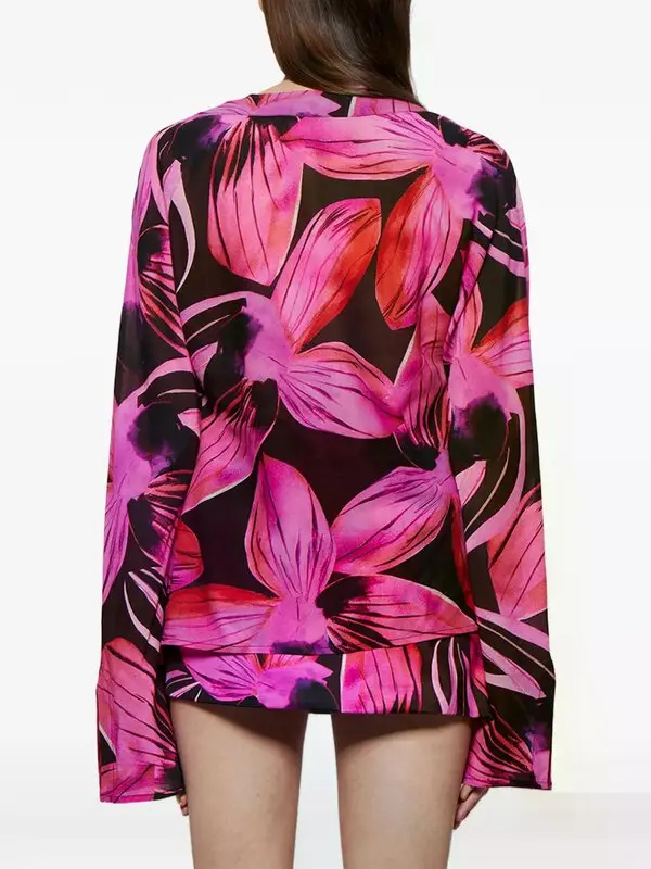 LOUISA BALLOU Floral-print Long-sleeve Blouse
