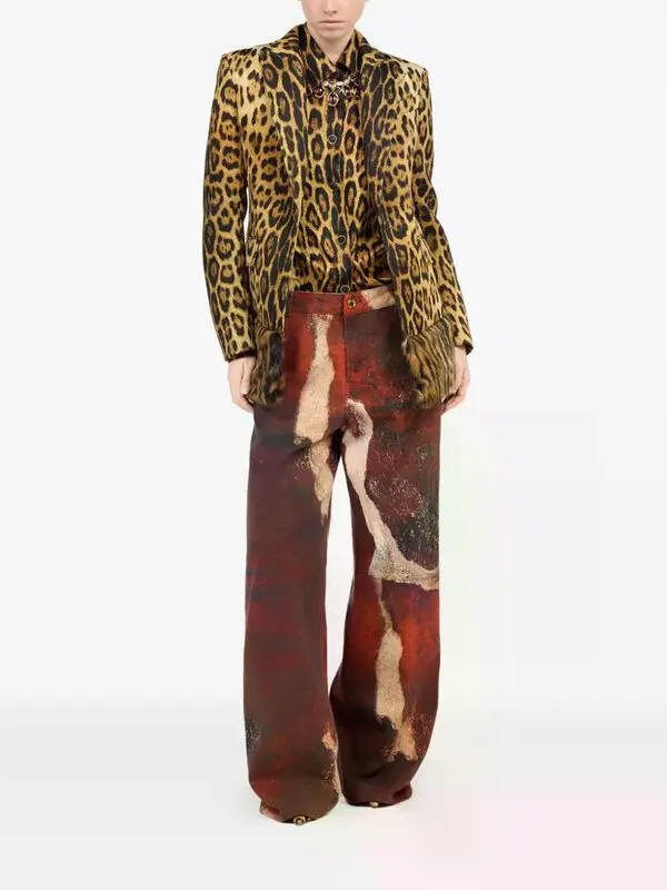 Roberto Cavalli Jaguar Print Single-breasted Blazer - Brown
