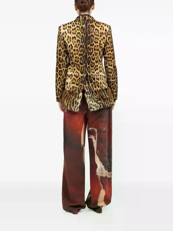 Roberto Cavalli Jaguar Print Single-breasted Blazer - Brown